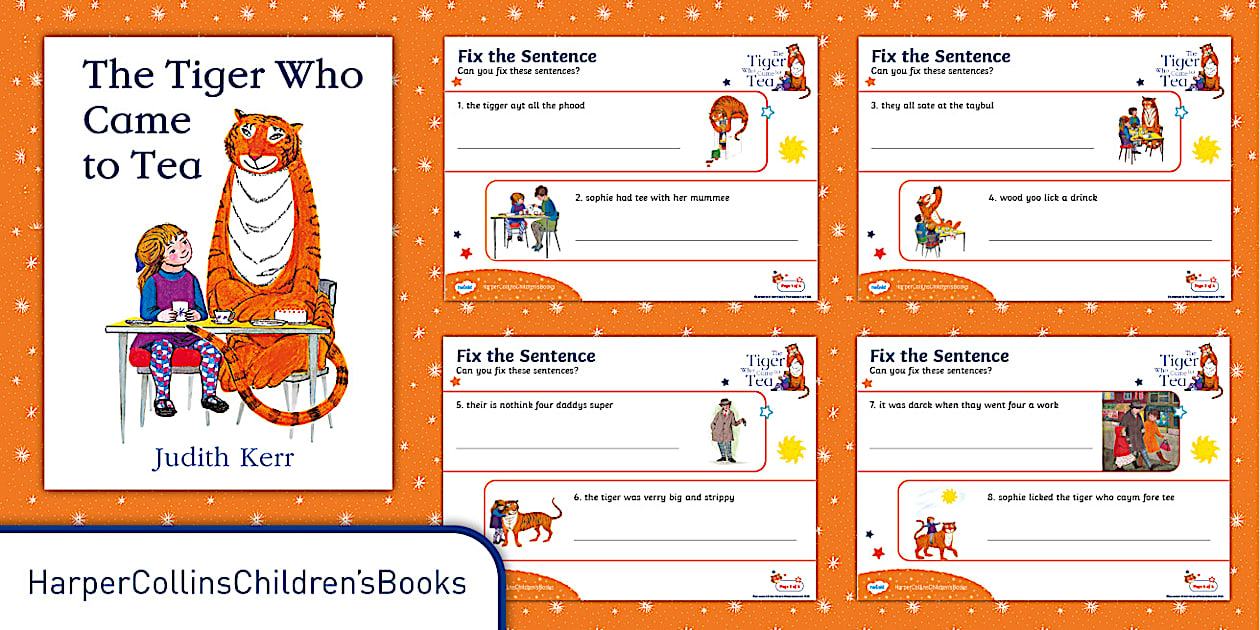 FREE! - The Tiger Who Came to Tea Fix the Sentence Activity Pack