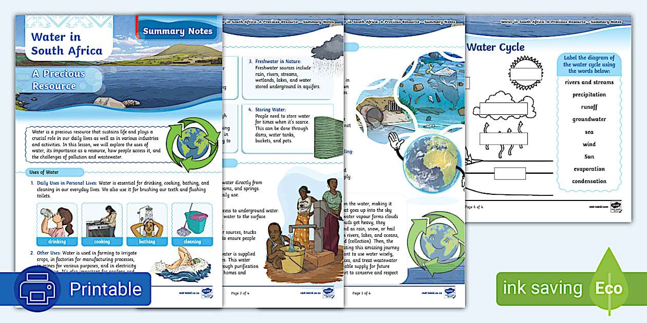Water in South Africa: A Precious Resource - Summary Notes