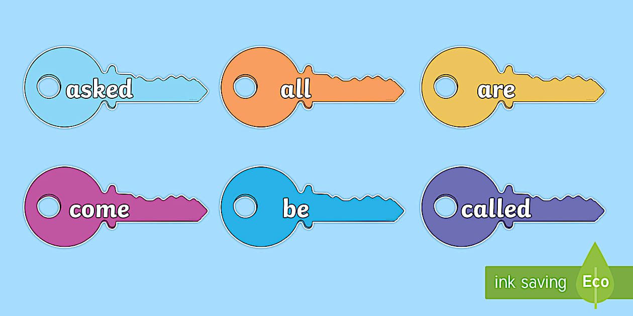 Tricky Words on Multicoloured Keys (teacher made) - Twinkl
