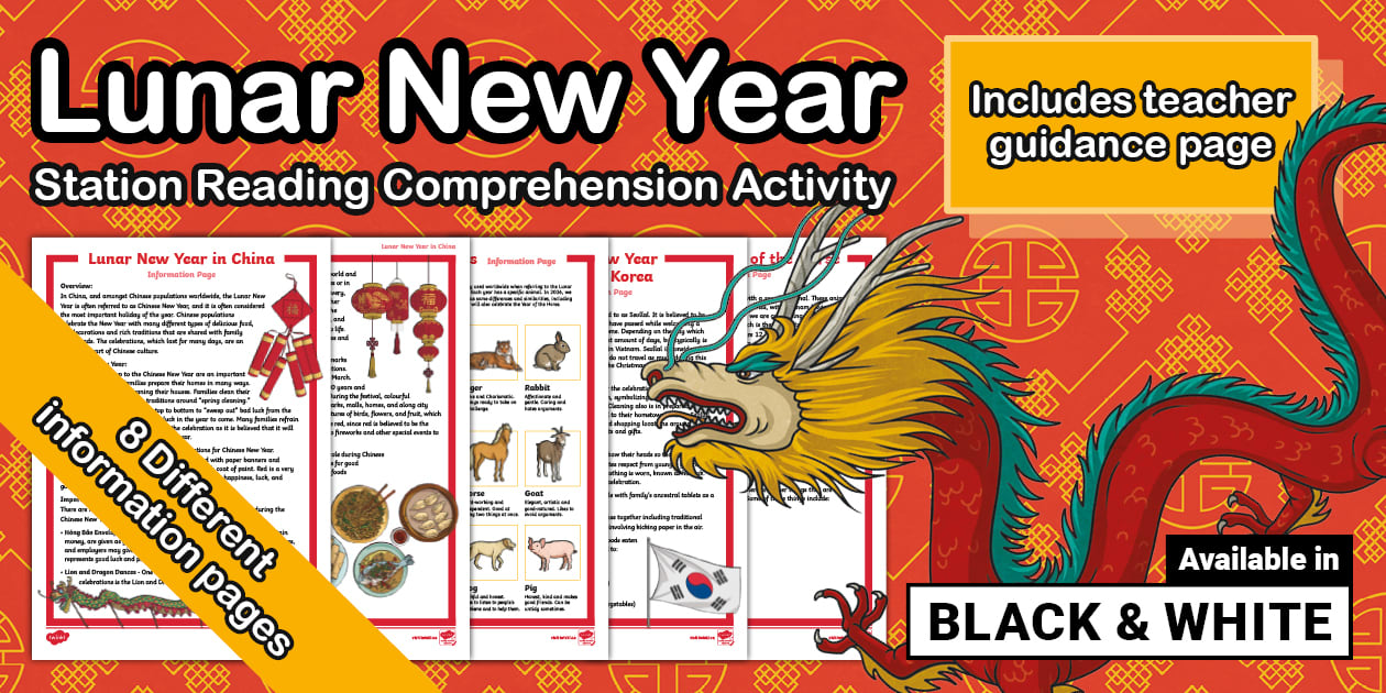 Lunar New Year: Station Reading Comprehension Activity