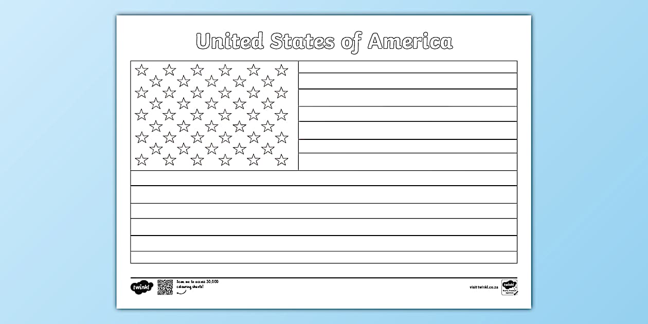American Flag Colouring Sheet - Twinkl Art