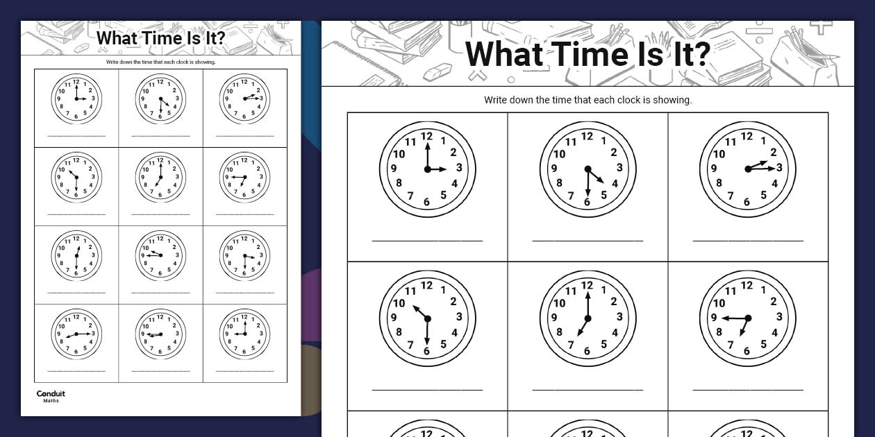 O'clock, Half Past and Quarter To/Past Activity Sheet