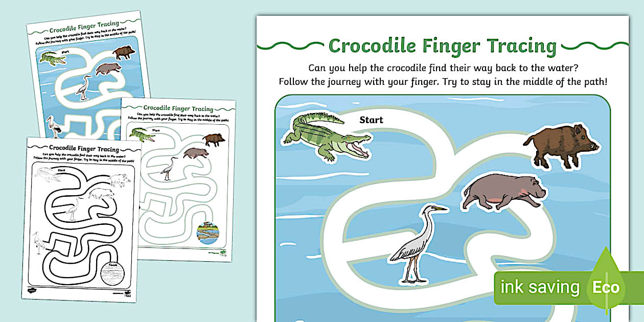 Crocodile Finger Tracing Activity (Teacher-Made) - Twinkl