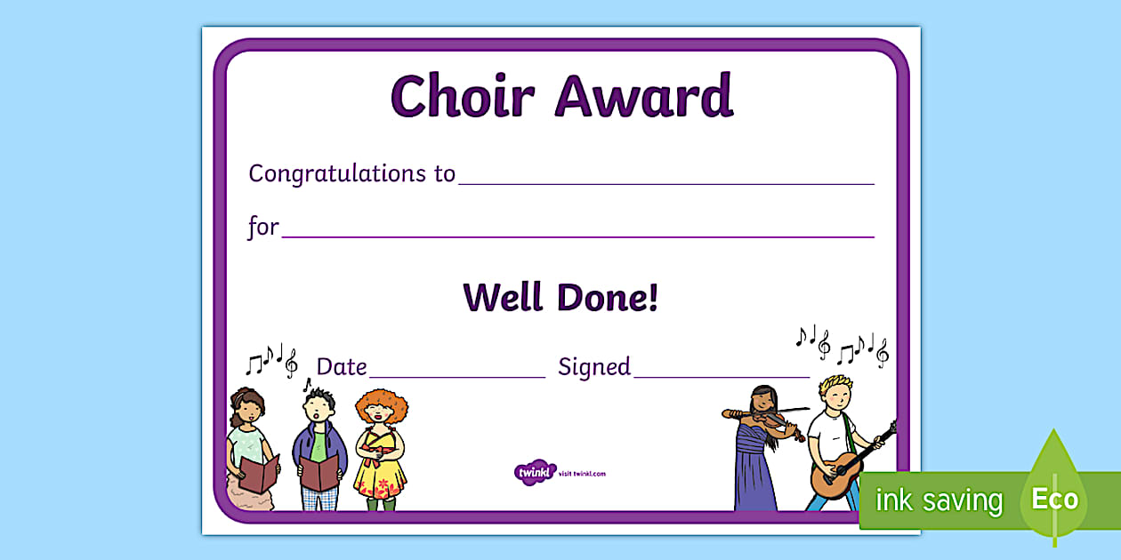 Choir Award Certificate (Hecho por educadores) - Twinkl