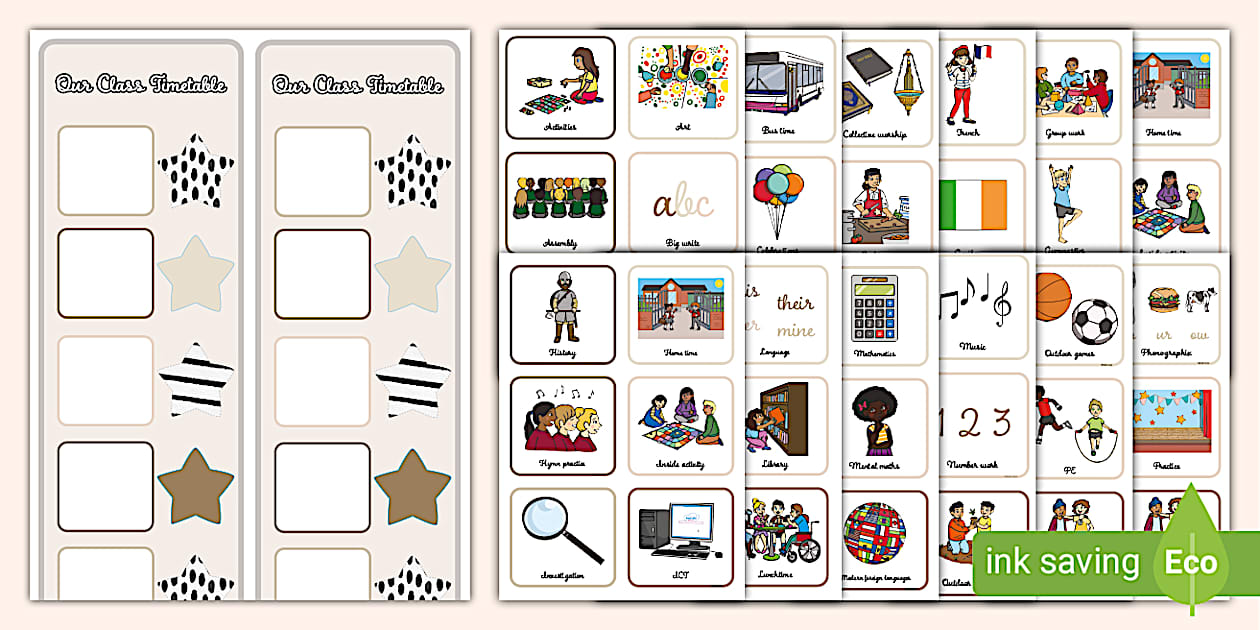 Editable Neutral Tones Themed KS1 Visual Timetable Resource Pack