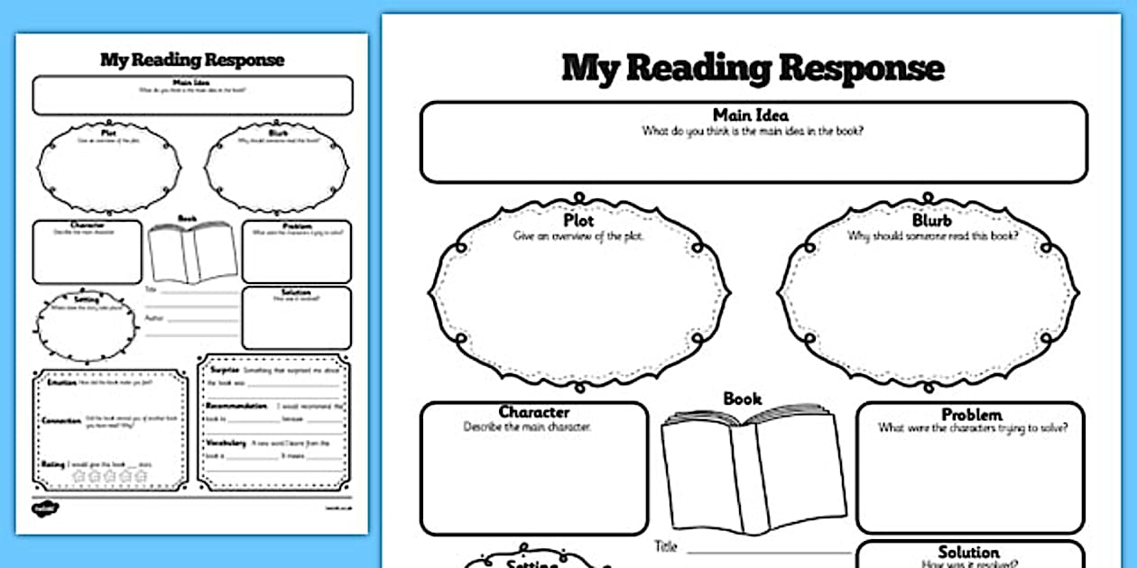 Reading Response Graphic Organiser Worksheet (teacher made)