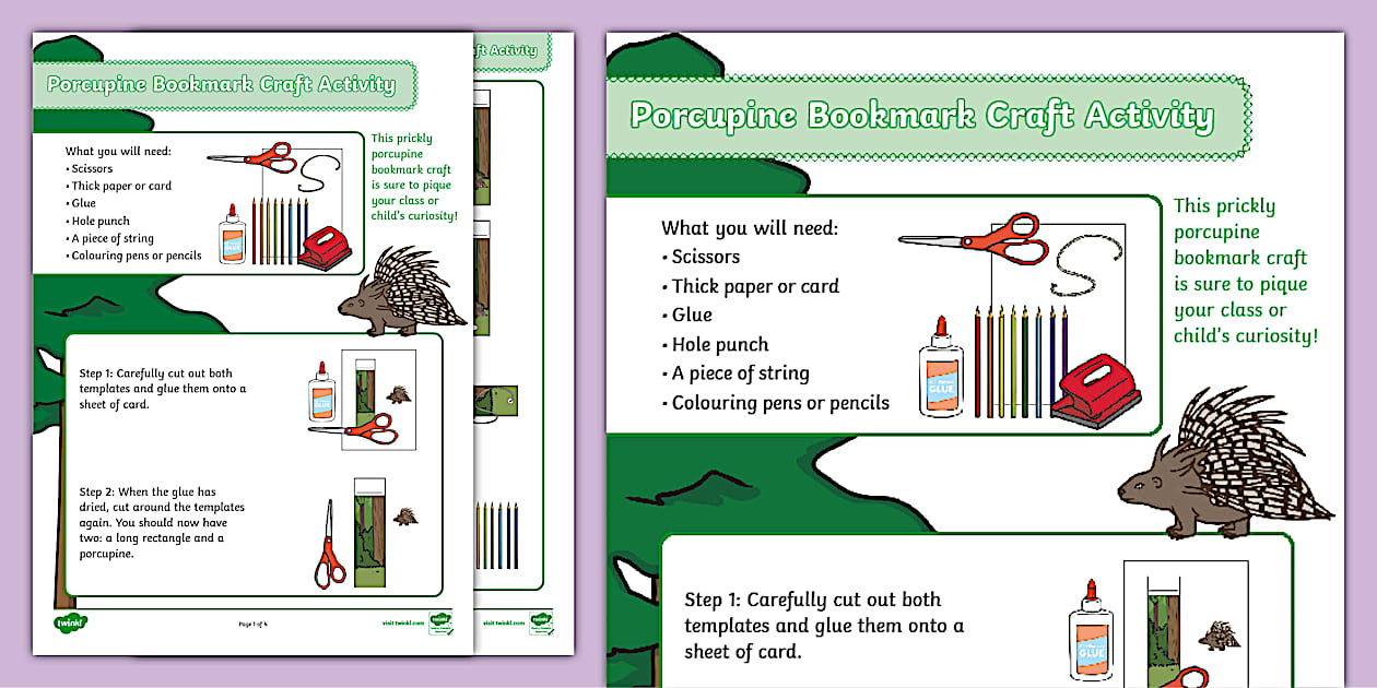 Porcupine Bookmark Craft Activity| Twinkl Craft| Twinkl