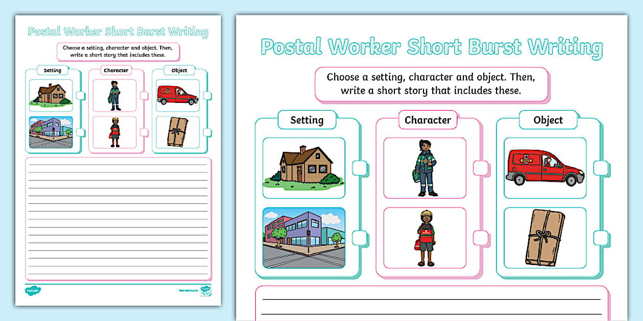 Postal Worker Short Burst Writing Template - Twinkl