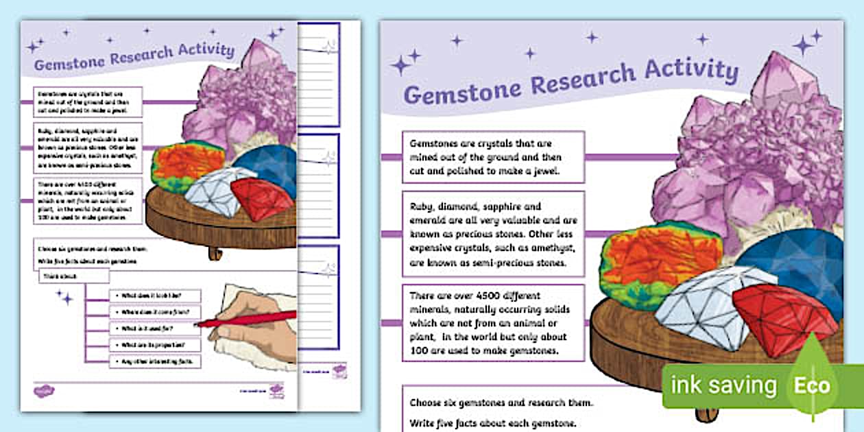 KS2 Gemstones Research Activity (teacher made) - Twinkl