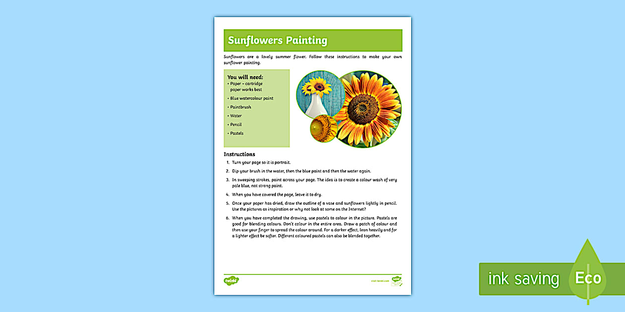 Summer Sunflowers Painting Activity (teacher made) - Twinkl