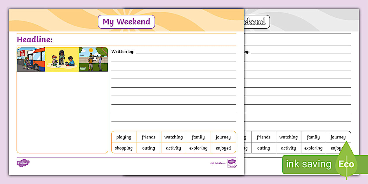 My Weekend Recount Newspaper Template (teacher made)