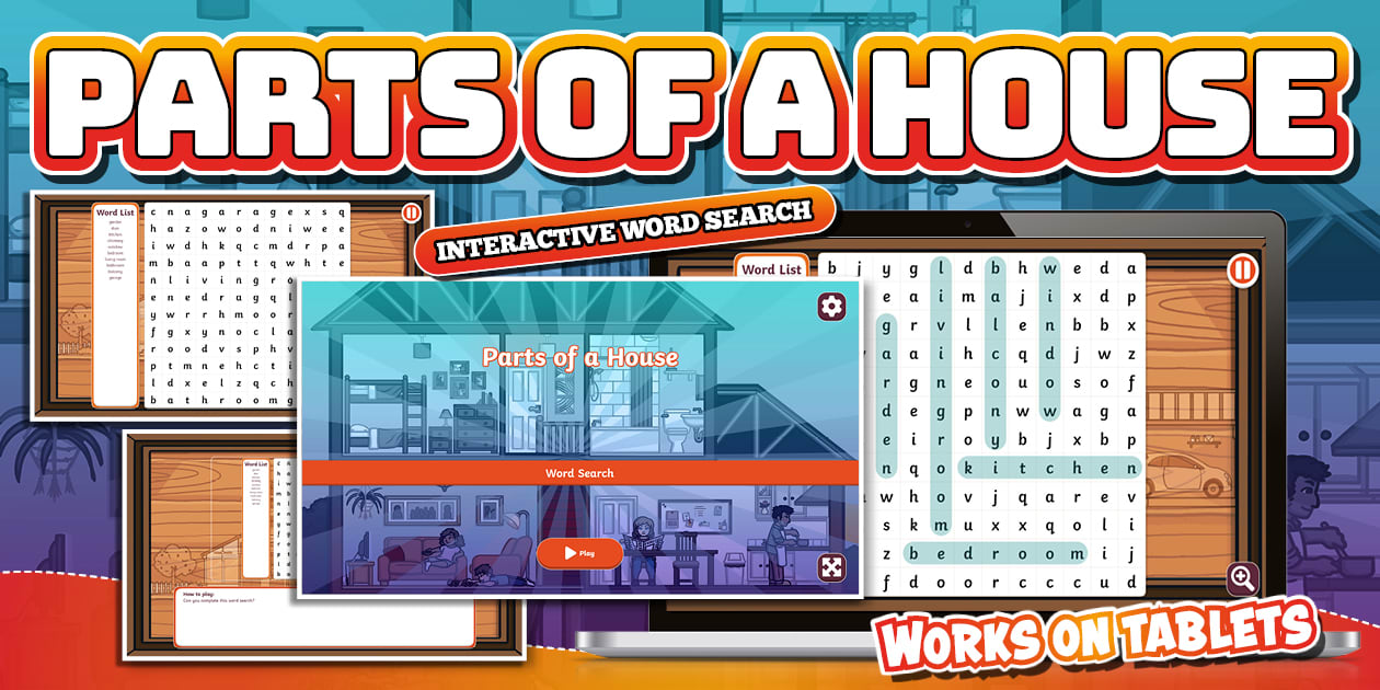 Parts of a House - Interactive Word Search (CAPS Aligned)