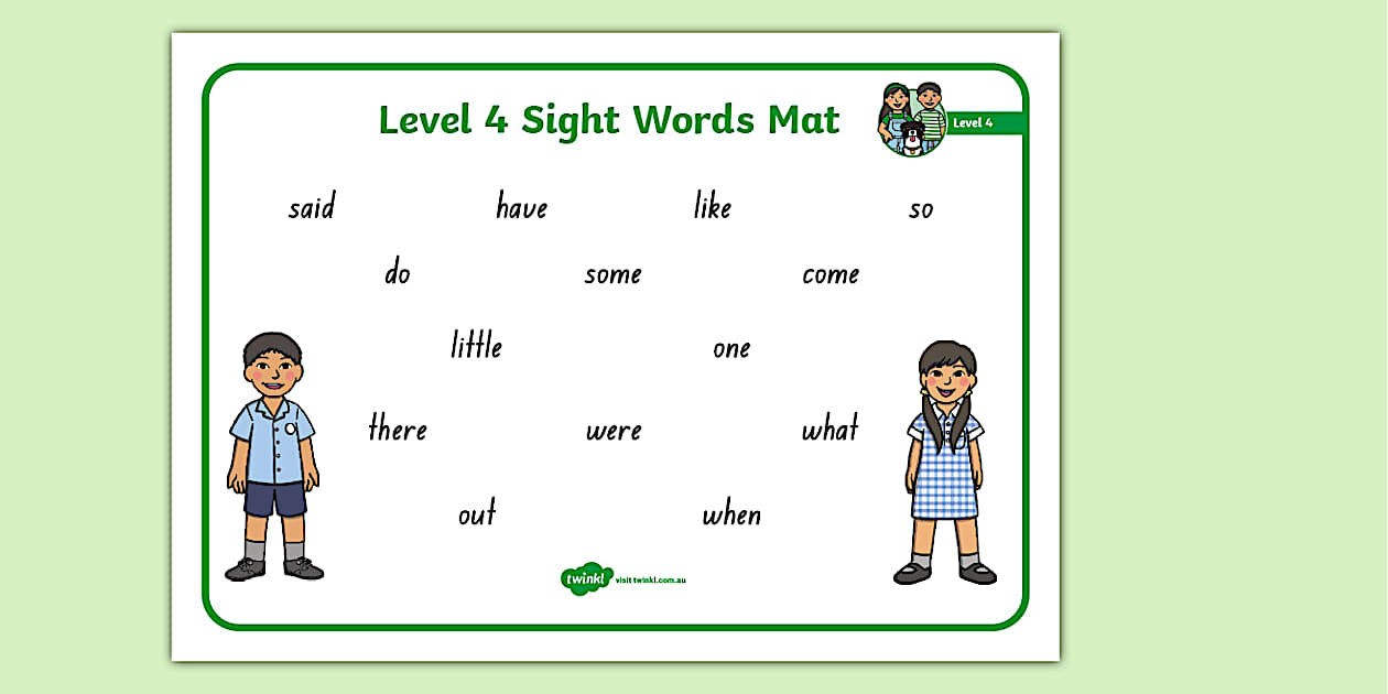 Twinkl Phonics Level 4 Sight Words Mat