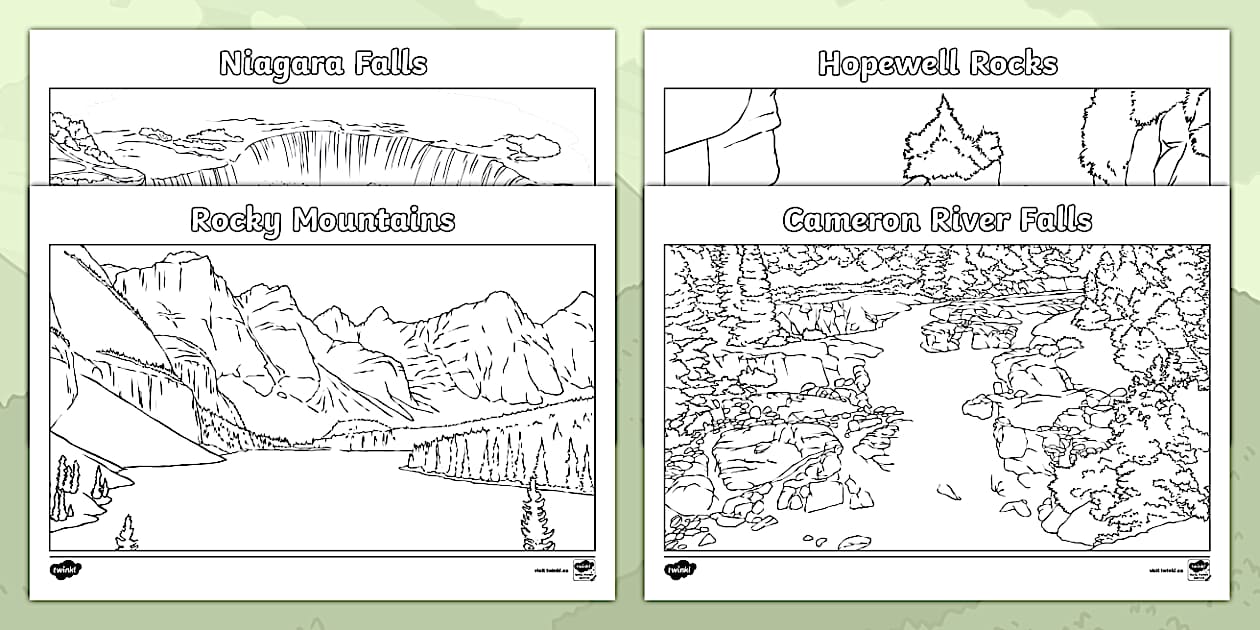 Canadian Landforms Colouring Pages | Twinkl