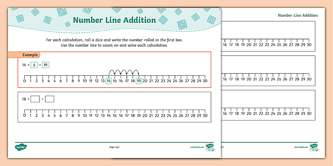 KS1 Number Line Addition Maths Worksheet - Twinkl