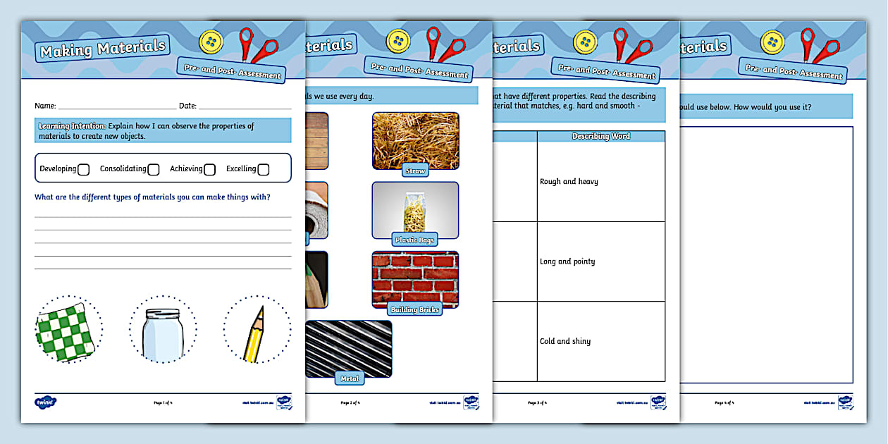 Making Materials Pre- and Post-Assessment (teacher made)