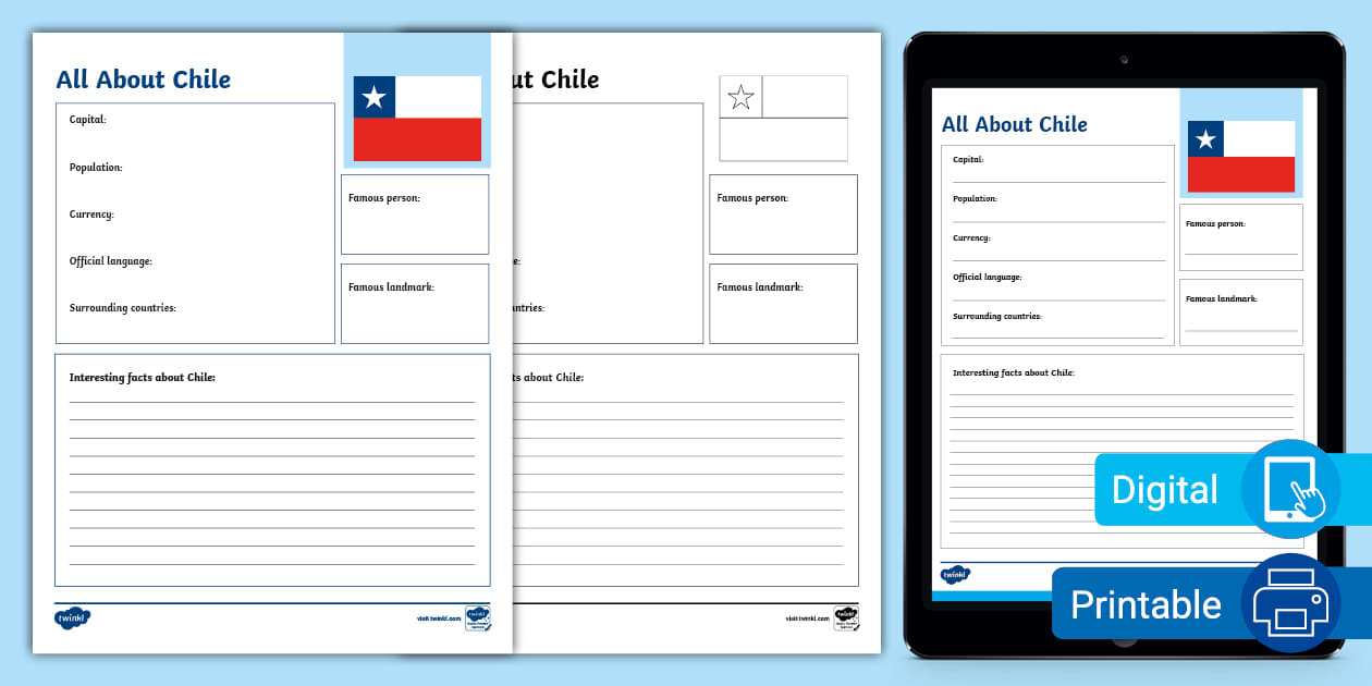 All About Chile Research Worksheet (Teacher-Made) - Twinkl