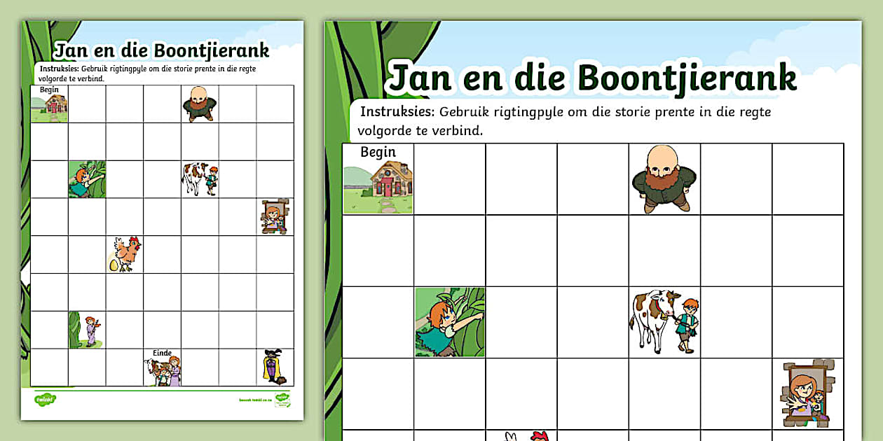 Graad 2: Robotika en Kodering - Jan en die Boontjierank Korrekte Volgorde