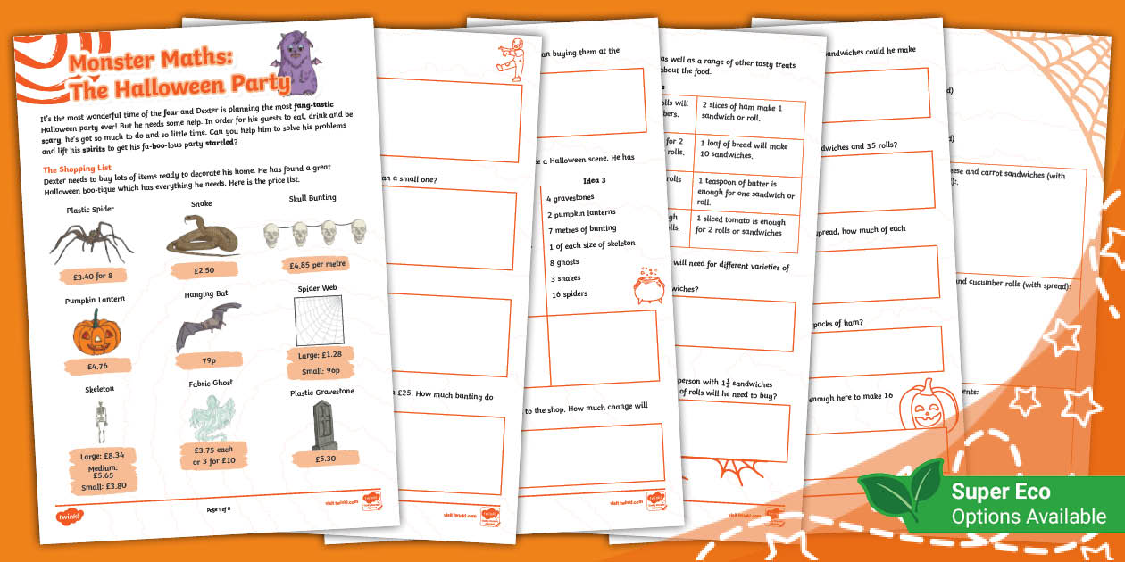 KS2 Halloween Party Maths Game | Monster Maths Ages 9-11