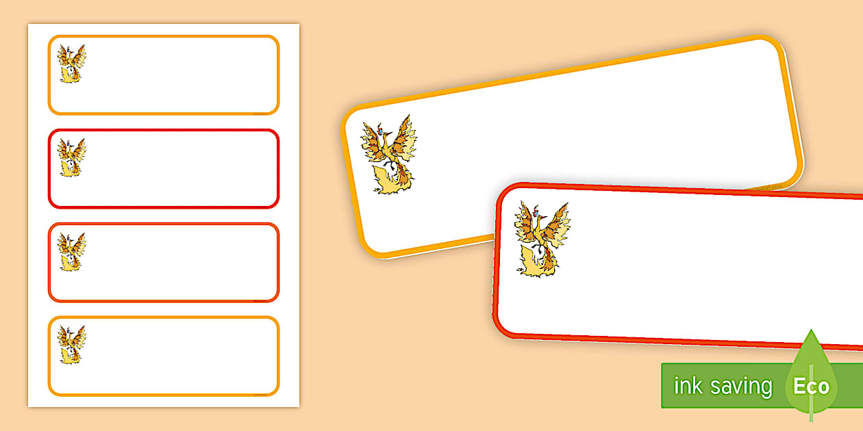 Phoenix Themed Editable Drawer-Peg-Name Labels (Blank)