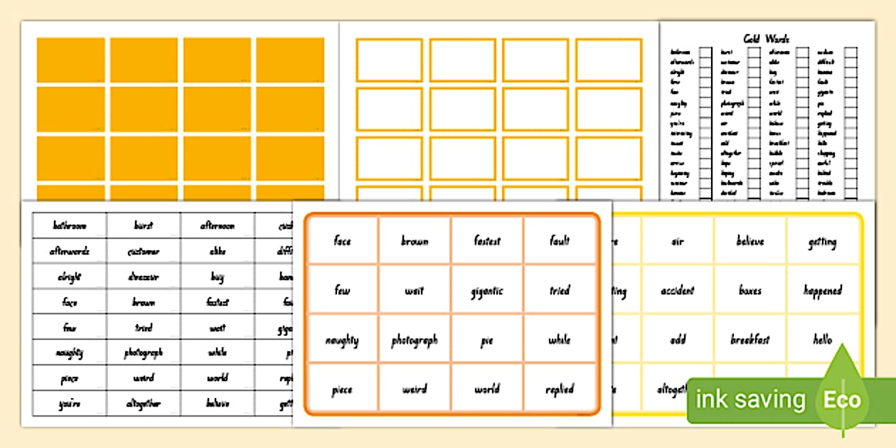 New Zealand Gold Sight Words Bingo - Twinkl