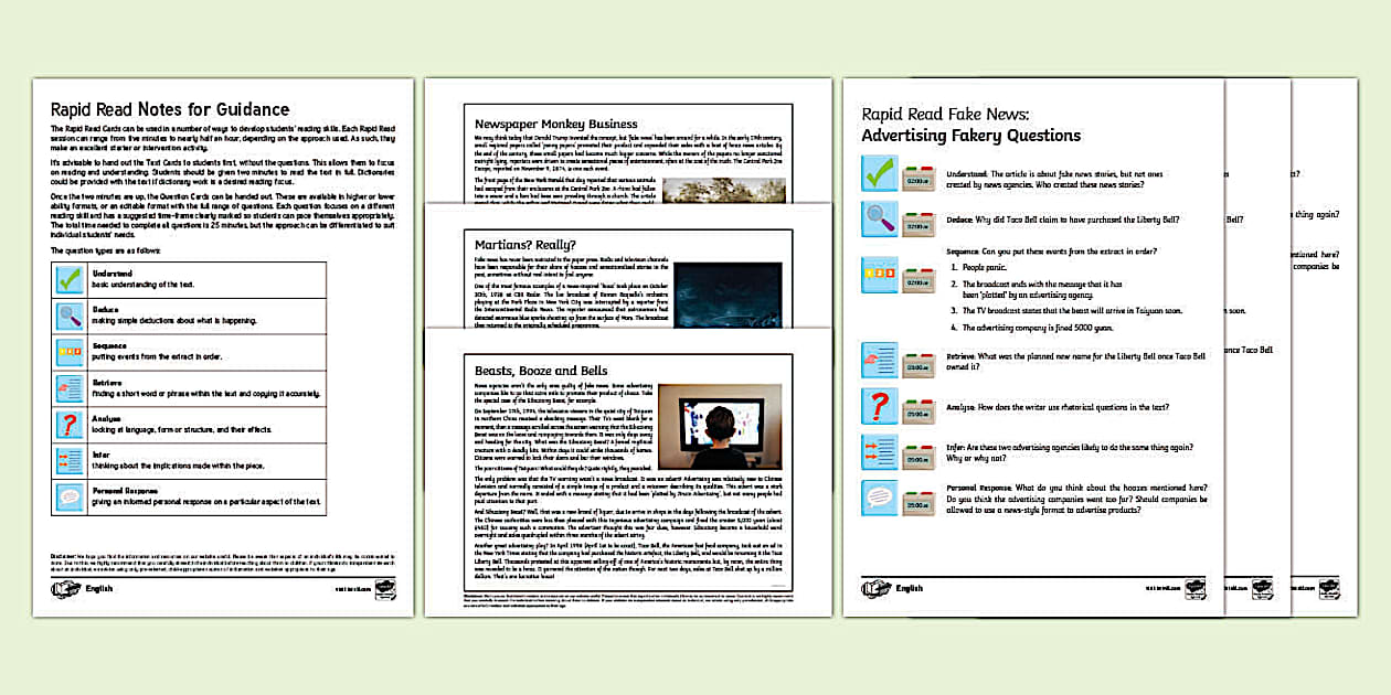 Fake News Reading Comprehension Pack (teacher made) - Twinkl