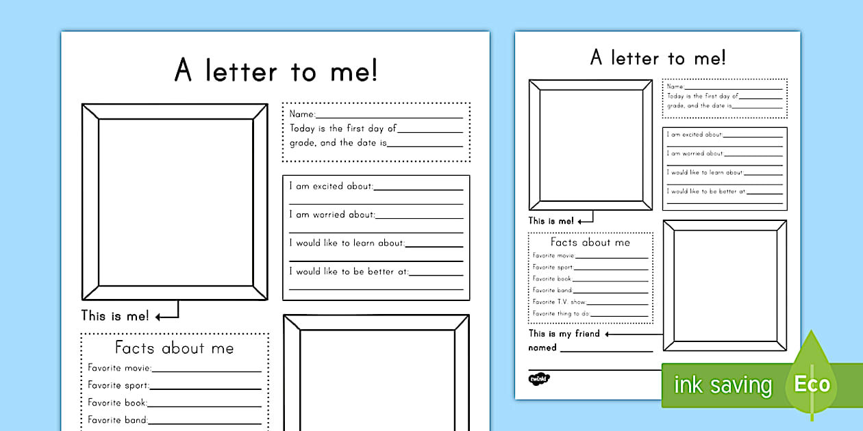 A Letter to Myself Writing Worksheet - Reflection - Twinkl