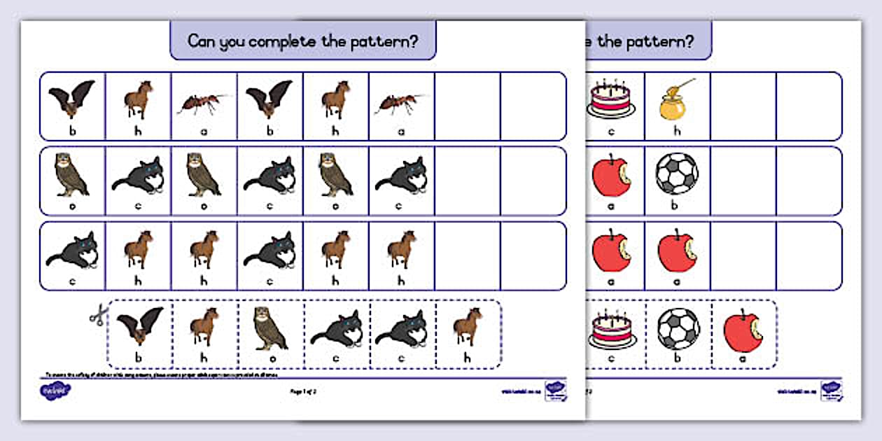 Grade R Maths Patterns - Complete the Pattern Activity