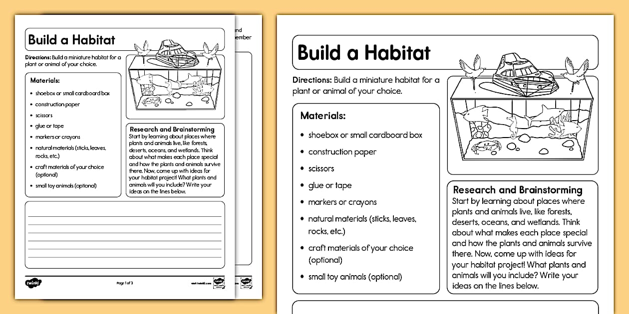 Build a Habitat Worksheet for K-2nd Grade (Teacher-Made)