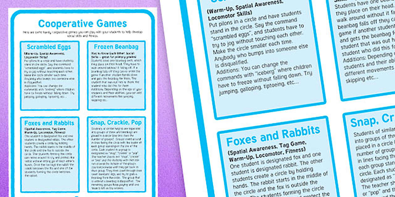 Cooperative Games A4 Display Poster (teacher made) - Twinkl