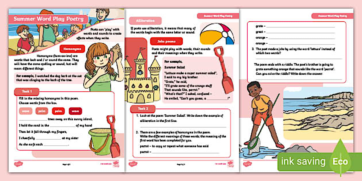 Summer Word Play Poem Activity | Twinkl Learning Resources