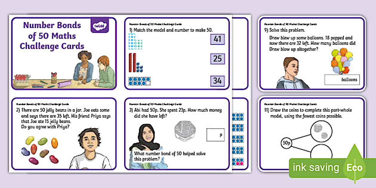 👉 KS2 Number Bonds of 50 Maths Mastery Challenge Cards