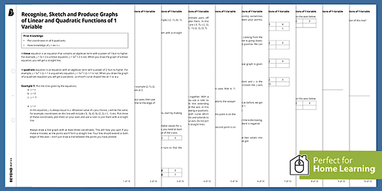 👉 Recognise, Sketch and Produce Graphs of Linear and Quadratic ...