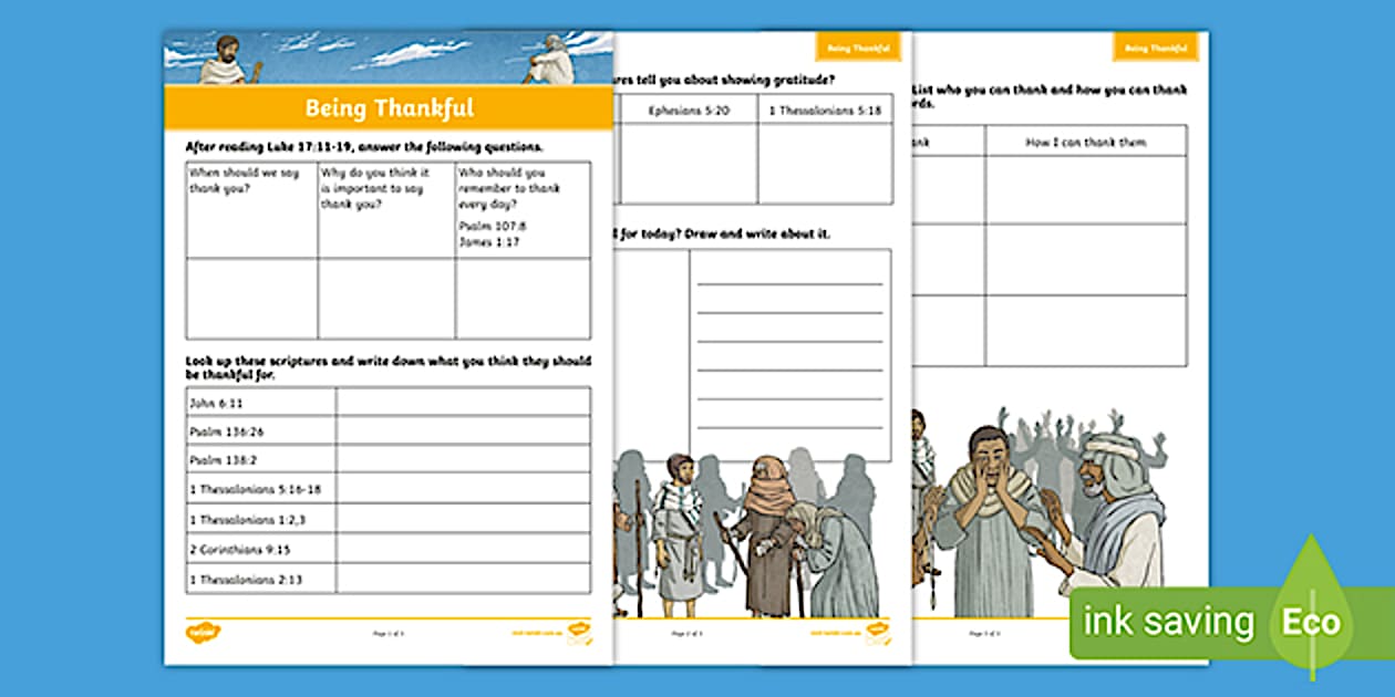 Being Thankful Worksheets