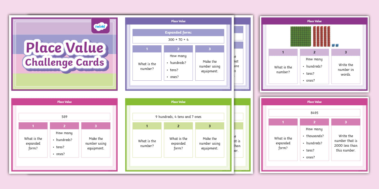 Maths Place Value Challenge Cards (teacher made) - Twinkl