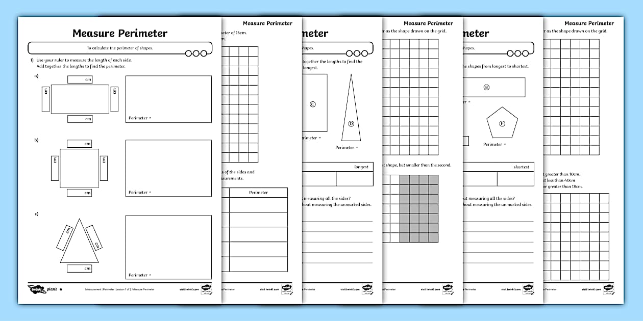 👉 Planit Year 3 Measure Perimeter Maths Differentiated Sheets