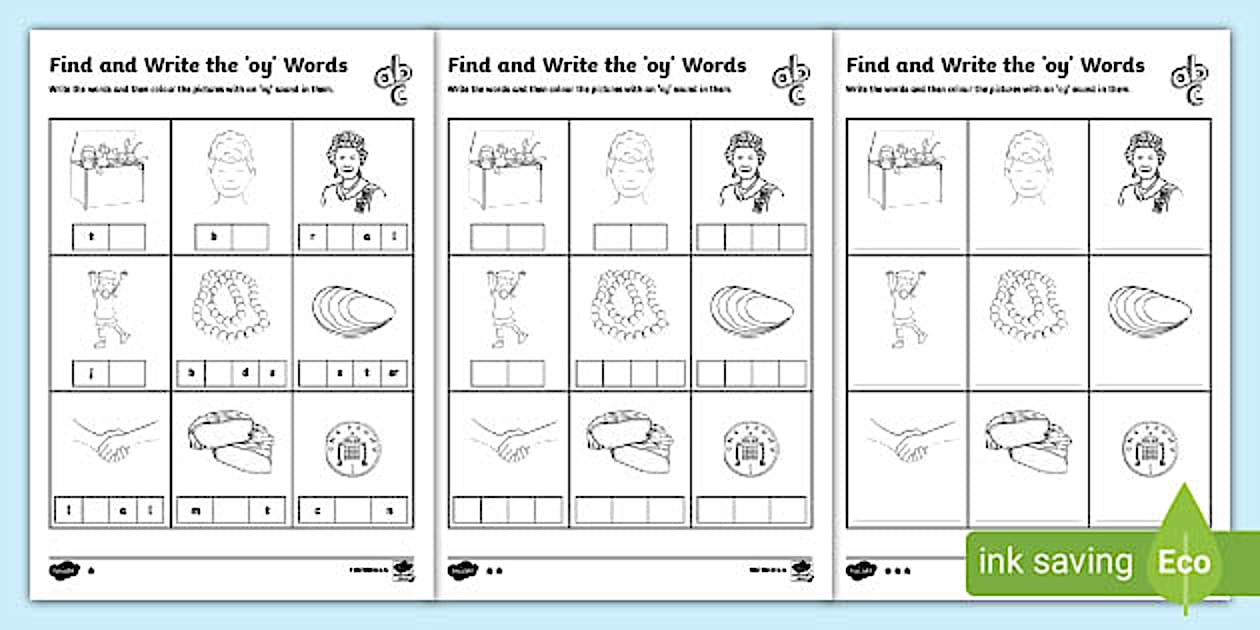 Editable Find and Write the oy Words KS1 Differentiated Worksheet