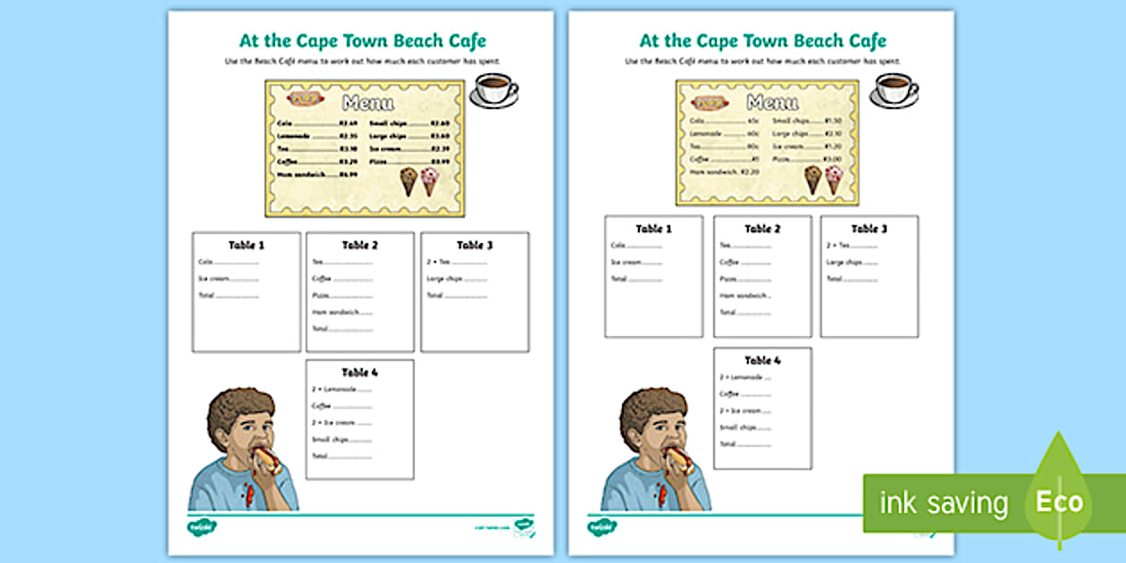 At the Cape Town Beach Cafe (teacher made) - Twinkl