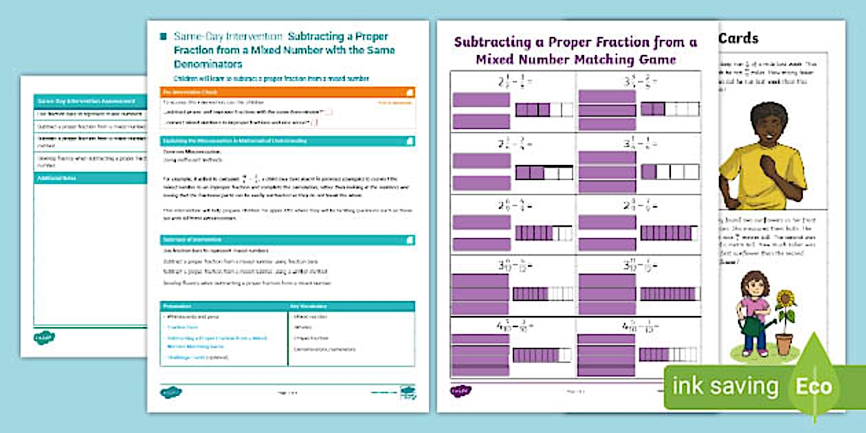 👉 Y4 Intervention: Subtracting Fractions from Mixed Numbers