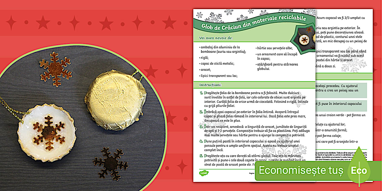AVAP Glob de Crăciun din materiale reciclabile Activitate practică