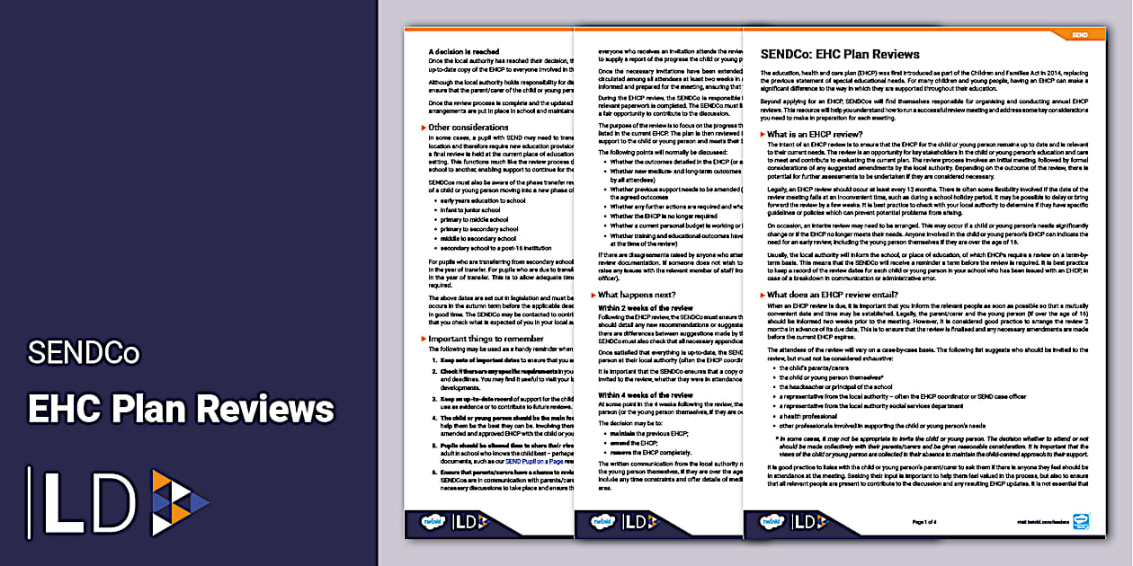 SENDCo: EHC Plan Reviews (teacher made) - Twinkl