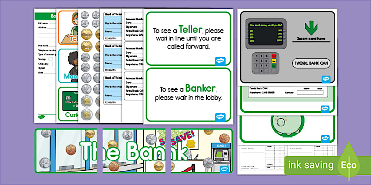 Banking and Canadian Money Dramatic Play Pack (teacher made)