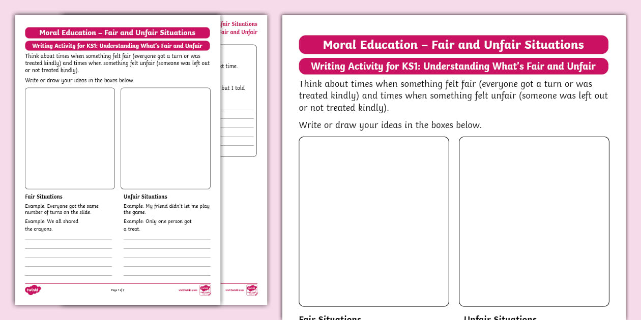 Fair and Unfair Situations Writing Activity