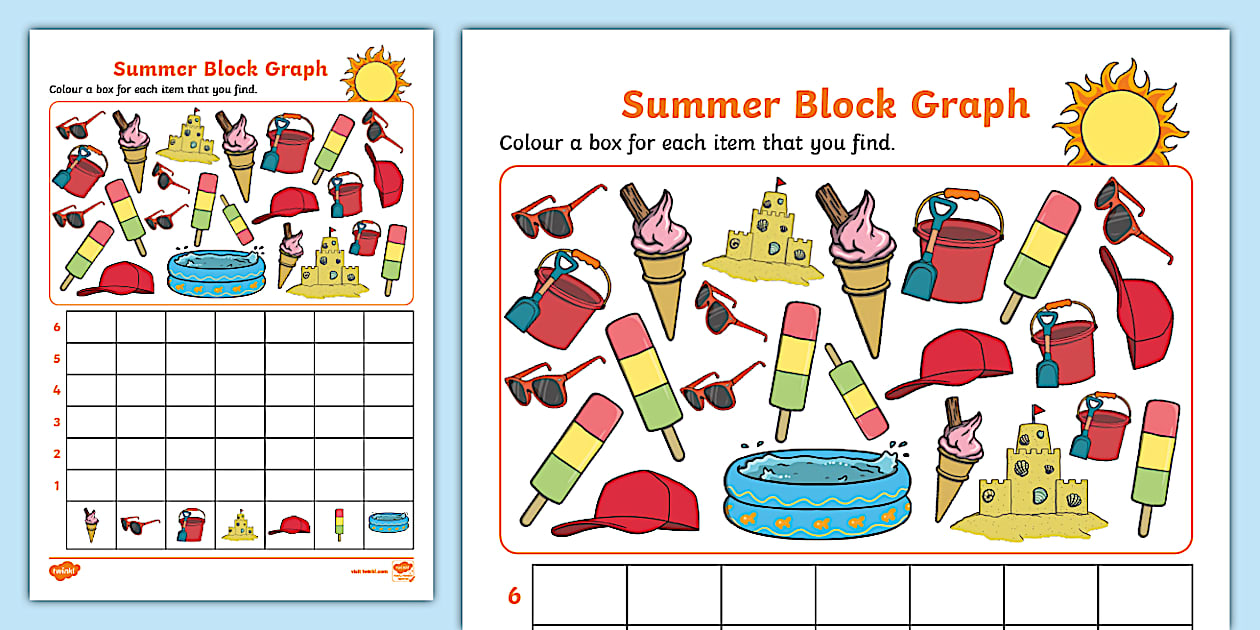 Summer Themed Block Graph Activity Sheet (teacher made)