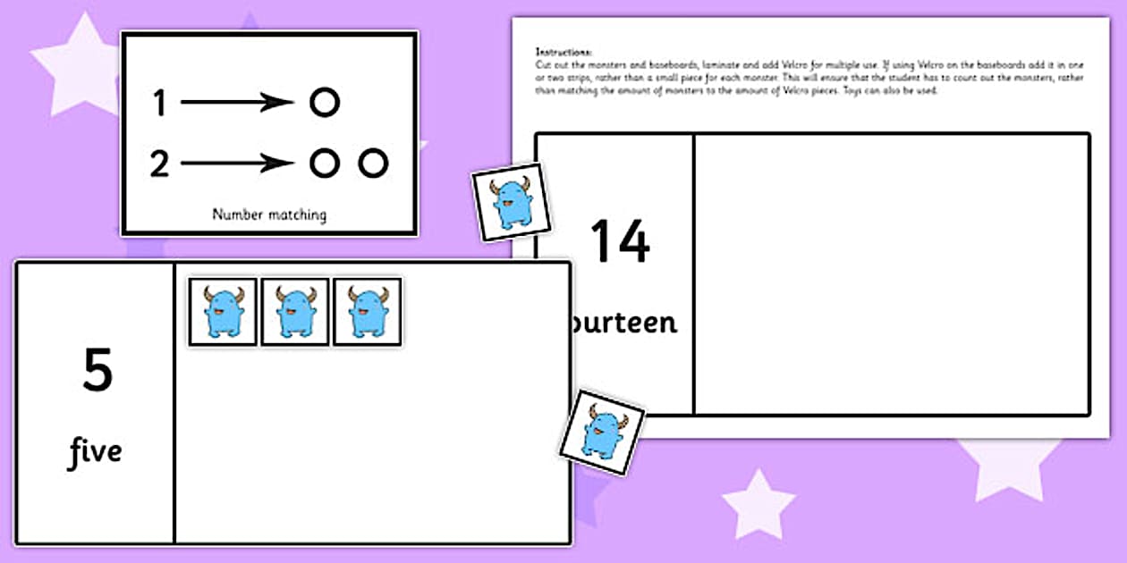 Workstation Pack 1-20 Monster Counting Activity - teacch