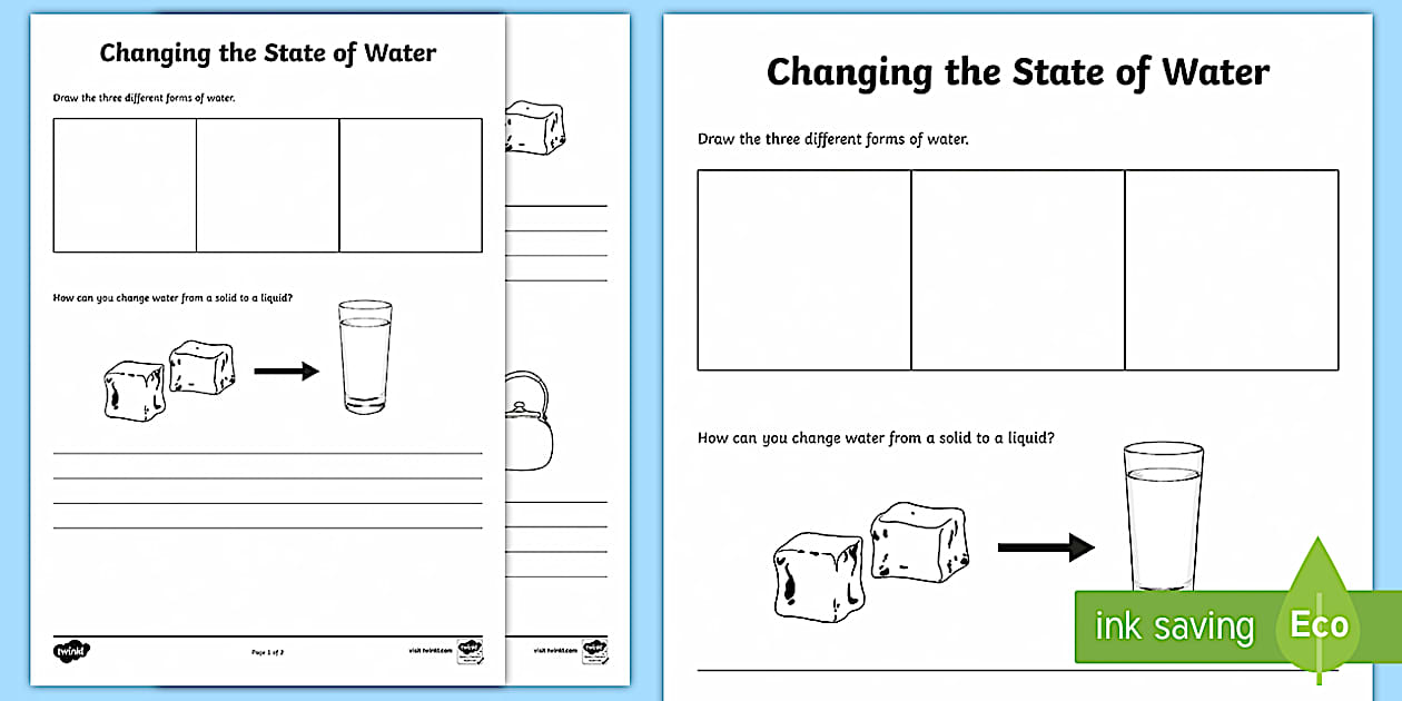 Changing Water Worksheet / Worksheet (teacher made) - Twinkl