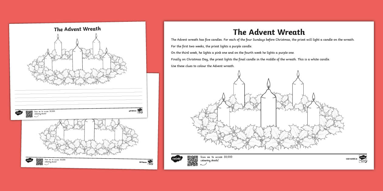 Advent Wreath Colouring: Catholic Advent Worksheet (PDF)
