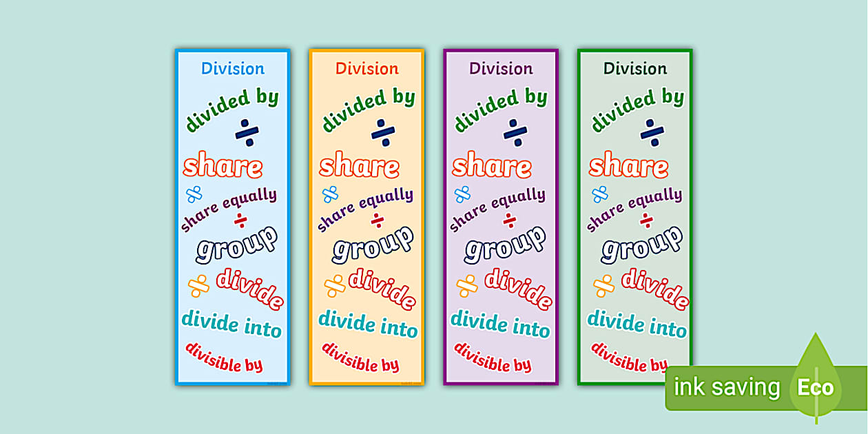 👉 Division Vocabulary Bookmark (teacher made) - Twinkl