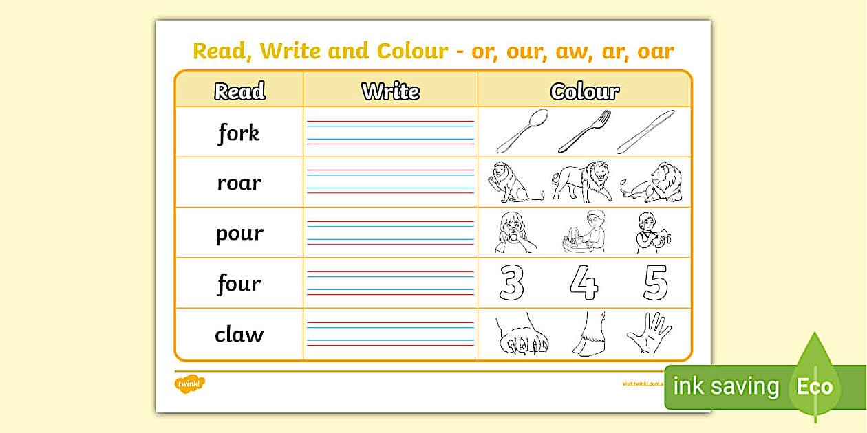 Read, Write and Colour (teacher made) - Twinkl