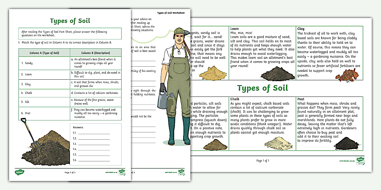 Types Of Soil Worksheet - Twinkl South Africa (teacher made)